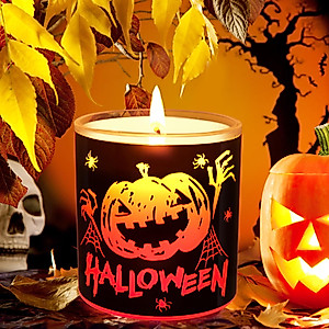 Pumpkin Scented Candles, Fall Decorations for Home, Halloween Decorations Indoor,Spooky Candle,Gothic Vintage Fall Decor for Farmhouse Room Apartment Table Desk Kitchen Bedroom,Funny Gift for Women
