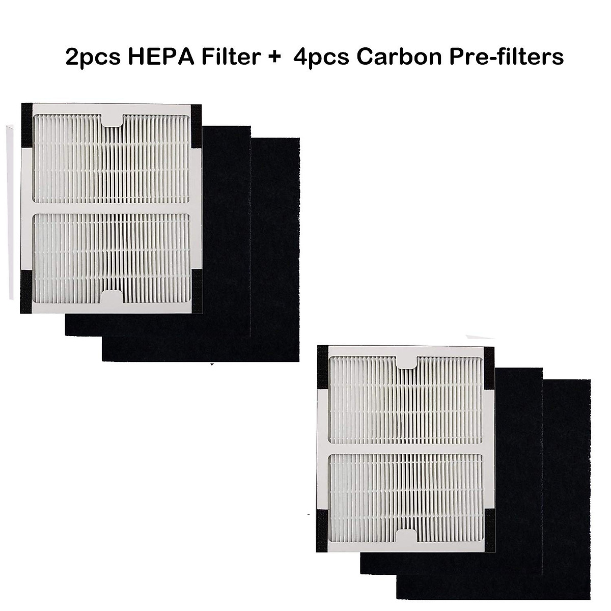 HEPA Filters B Compatible with Idylis AC-2125, AC-2126, IAP-10-125, IAPC-40-140, IAP-10-150, IAP-10-050 Air Purifiers, Model #IAF-H-100B, 2 HEPA Filters & 4 Carbon Pre-filters