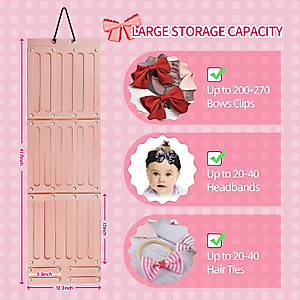 SKYNEO Bows Holder for Baby Girls, Hanging Headbands Organizer,Baby Bow Holder Organizer w/Heart-Shape Velvet Hooks for Baby Hair Accessories (Pink)
