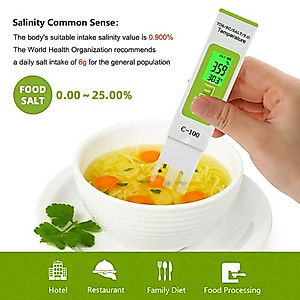 Watris Veiyi Pool Salt Tester, 5 in 1 Salinity/Temp/EC/S.G/TDS Meter, Digital Pool Water Tester, High Accuracy Salinity Meter for Swimming Pool, Aquarium, Saltwater