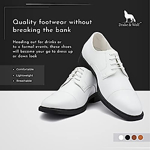Drake & Wolf Handmade Mens Oxford Shoes - Mens Dress Shoes - Classic Manmade Microfiber Leather Oxfords for Men Casual Dress Shoes - Comfortable Lace-up Dress Shoes for Men - Formal Shoes White