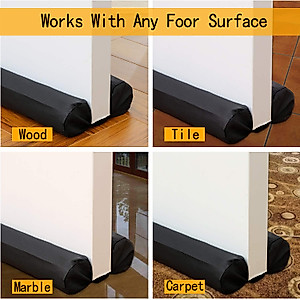 Under Door Draft Stopper Black 29"-35" Noise Window Breeze Dust Air Blocker Adjustable Door Sweeps