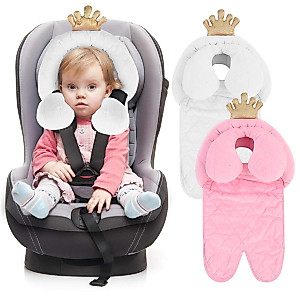 Infant Baby Head Support Pillow, Pink White Royal Princess, Toddler Breathable Head Neck and Body Support for Car Seats and Strollers