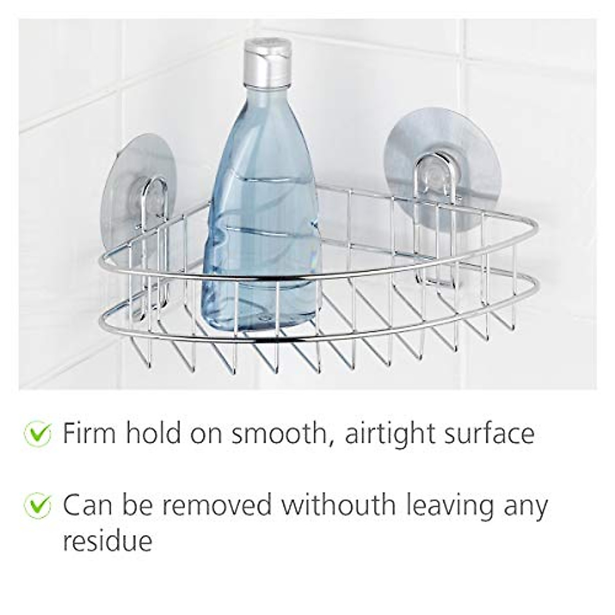 Static-Loc Corner Shower Caddy, Shower Shelf, Corner Shower Shelf, Shower Corner Caddy Made of Steel, Shower Storage, Chrome 10.4 x 4.3 x 7.5 in