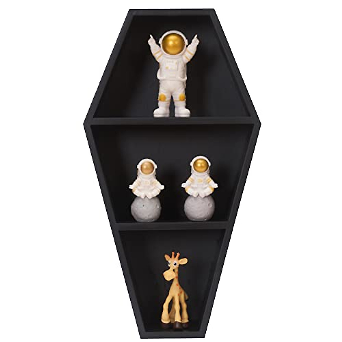Ytlandy Coffin Bookshelf Halloween Gothic Room Decor Floating Shelves Witchy Crystal Shelf Black Floating Wooden Shelf for Wall or Table Top Coffin Tray Halloween Creepy Goth Home Decor