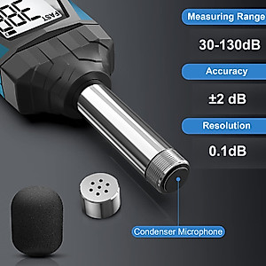 Decibel Meter, CURCONSA SPL Meter, Portable Sound Level Meter, 30dB to 130dB, LCD Display, can be Used in Homes, Factories and Streets(Blue)