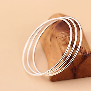 Merdia 925 Sterling Silver Bangle Bracelet Stackable Bangles for Women/Girls | Polished Bangle Bracelets for Women | 925 Sterling Silver Bracelets for Women | Dainty Bracelets for Her