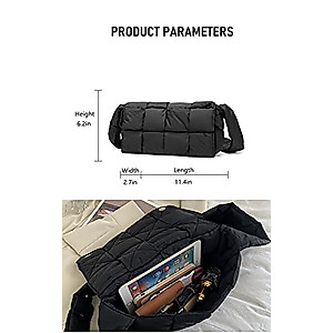 JBB Womens Puffer Bag Cotton Padded Woven Shoulder Bag Puffy Down Adjustable Strap Crossbody Bags with Purse