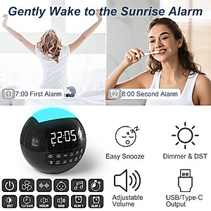 White Noise Machine with Alarm Clock for Bedrooms,Sound Machine for Sleeping with 42 Soothing Sounds,7 Night Light, Auto-Off Timer & Memory Function,Dimmer,Snooze,Digital Dual Alarm Clock for Kids