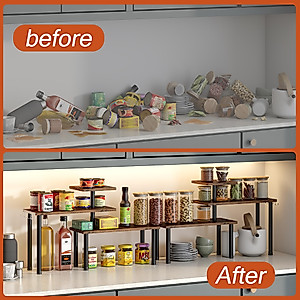 GHWIE Corner Shelf Organizer, 3 Tier Bamboo Kitchen Countertop Rack for Living Room, Office, Bookshelf Display Shelves, Space Saving Storage Shelves,Rustic Brown