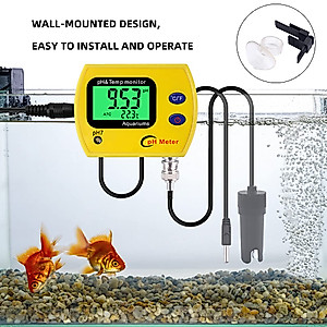 YIFAN pH Meter 0~14 pH Meter for Water, 2 in 1 ph Temperature Meter and Water Quality Tester with Automatic Calibration Function, Suitable for Hydroponics Aquarium Laboratory Lab Testing etc