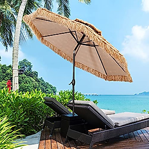 GDY 10 FT Patio Tiki Umbrella, Outdoor Patio Pool Beach Umbrellas without LED Lights