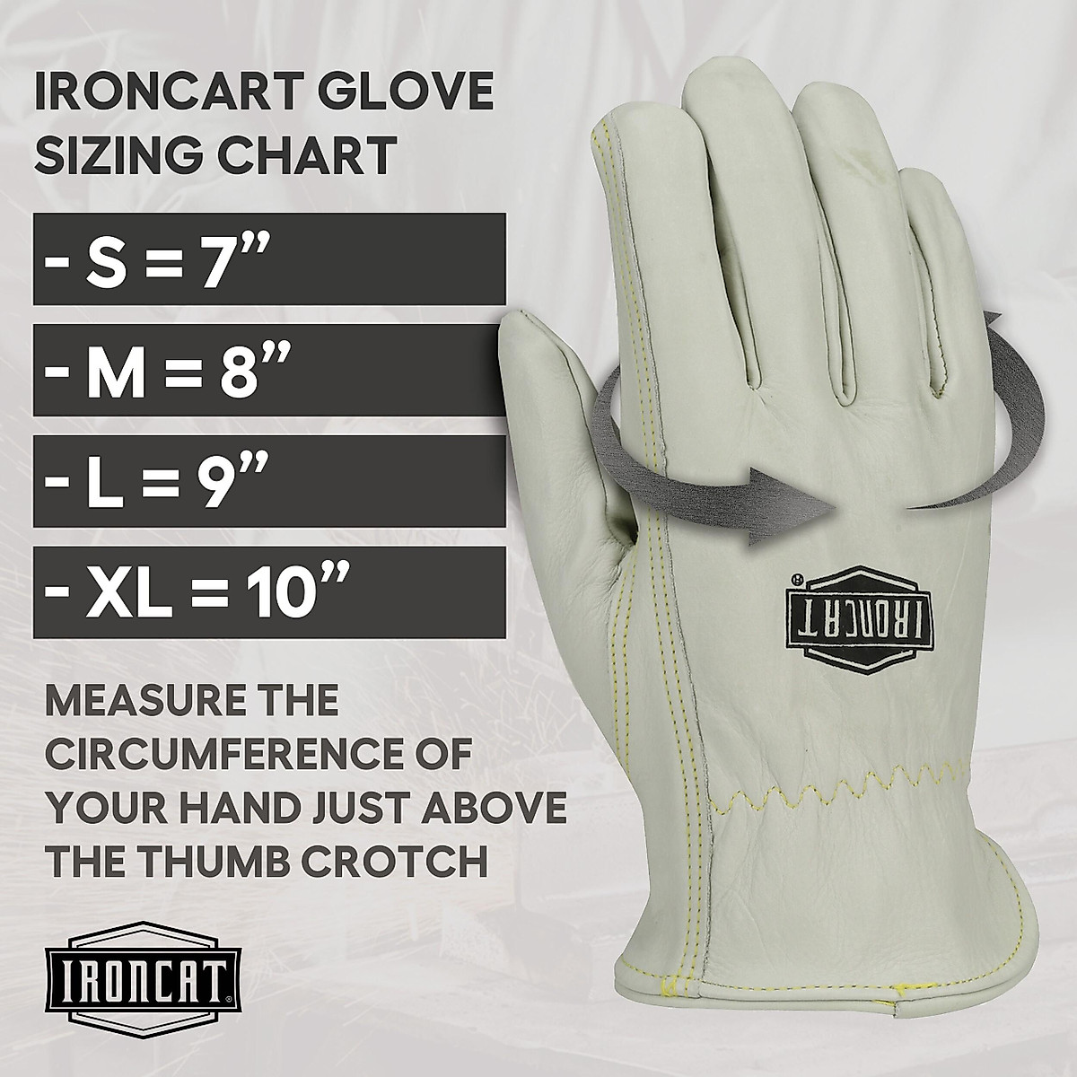 IRONCAT 6141 Kidskin TIG Welding Gloves – Medium, Kevlar Thread Welding Gloves with 4 in. Gold Cuff, Straight Thumb, Natural