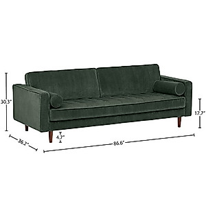Amazon Brand – Rivet Aiden Mid-Century Modern Tufted Velvet Sofa Couch (86.6"W) - Hunter Green