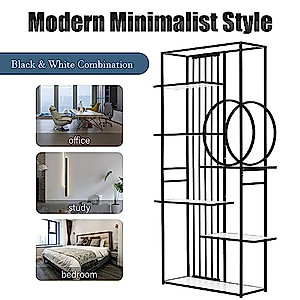 TRIPLE TREE 6 Tiers Bookcase,Open Bookshelf with Black Metal Frame,Storage Large Book Shelf Furniture for Living Room Bedroom Home Office