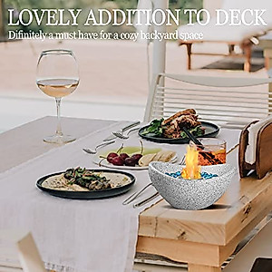 Table Top Fire Pit Bowl – Concret Tabletop Fire Bowl for Indoor and Outdoor, Portable Personal Fireplace Rubbing Alcohol for Patio Coffee Table Decor