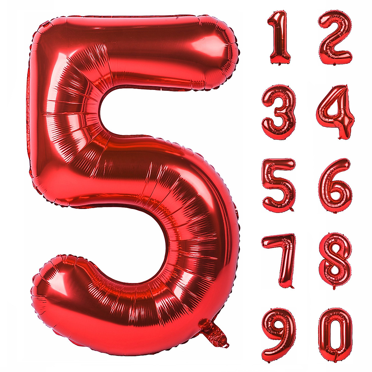 40 Inch Red Large Numbers Birthday Party Decorations Helium Foil Mylar Big Number Balloon Digital 5