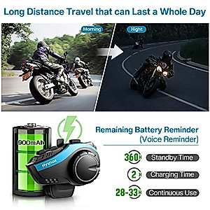 Motorcycle Bluetooth Helmet Headset 10 Riders Group Motorbike Intercom with Music Sharing FM Hand-free Call Bluetooth 5.0 Helmet Communication System for Ski/ATV/Dirt Motorbike/Off Road Work with Siri