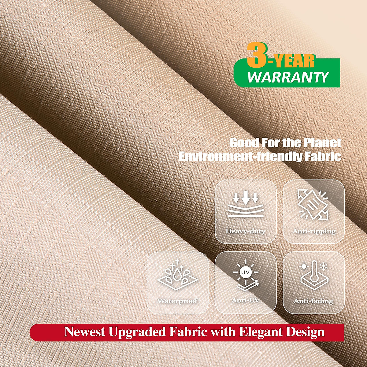 F&J Outdoors Patio Furniture Covers Waterproof UV Resistant Rip-stop Fabric Round Outdoor Furniture Covers, Beige, 84" Dia x 27.5" H