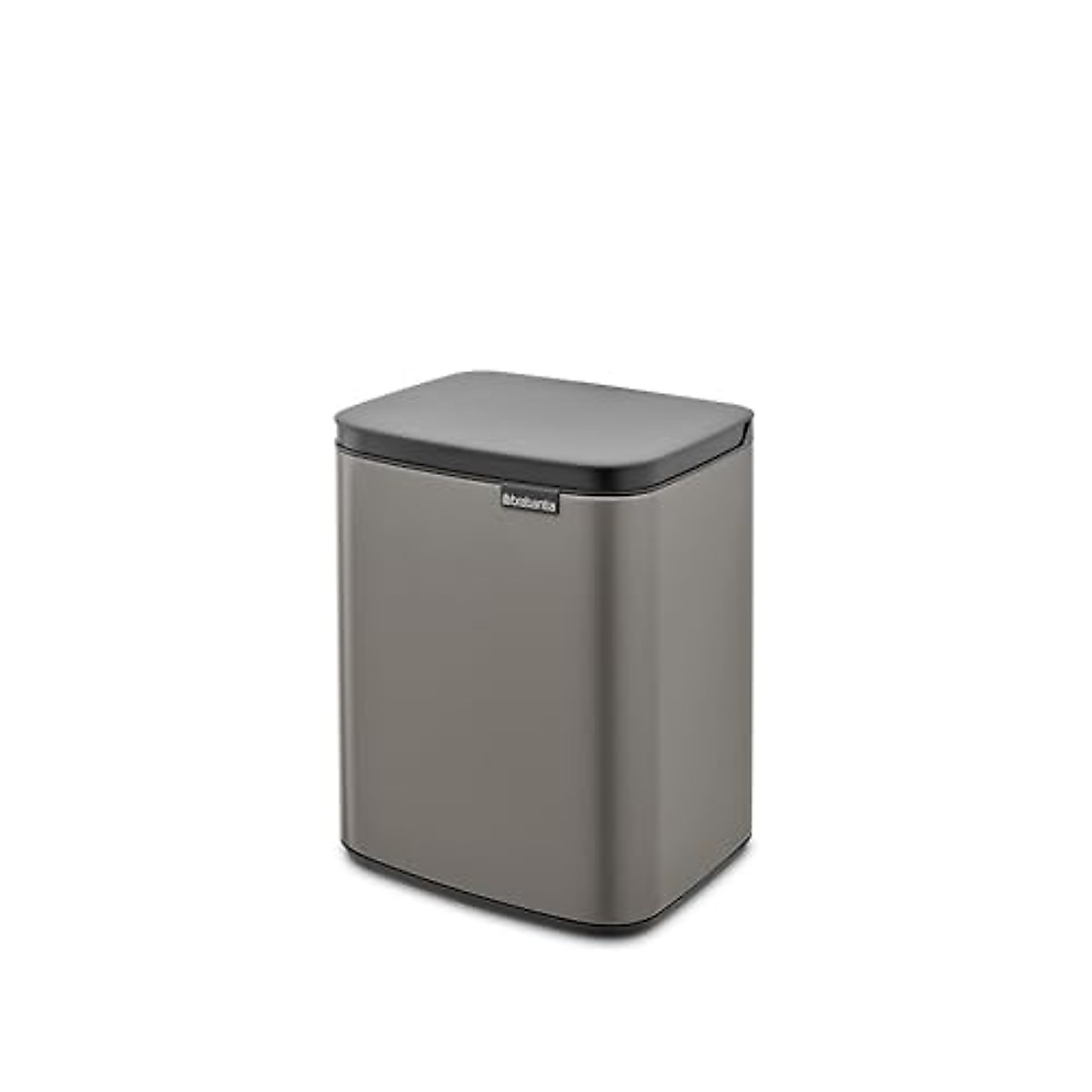 Brabantia Small Bo Trash Can 1.8 Gal - Easy Open, Soft Closing Lid, Hygienic, Space Efficient - for Bathroom, Home Office, Bedroom - Platinum - LWH 9.5 x 8.2 x 12.5