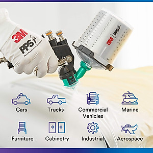 3M PPS 2.0 Paint Spray Gun System Refill Kit with Lids and Liners, 26173, Standard, 22 Ounces, 200-Micron Filter, Use for Cars, Furniture, Home and more,12 Disposable Lids and Liners,16 Sealing Plugs, Clear