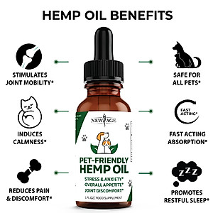 Natural Hemp Oil for Dogs and Cats by NEW AGE - Dog Calming Aid - Hip and Joint Health, Mobility, Immunity - Pet Hemp Oil Rich in Omega 3, 6, 9 – 2 Pack