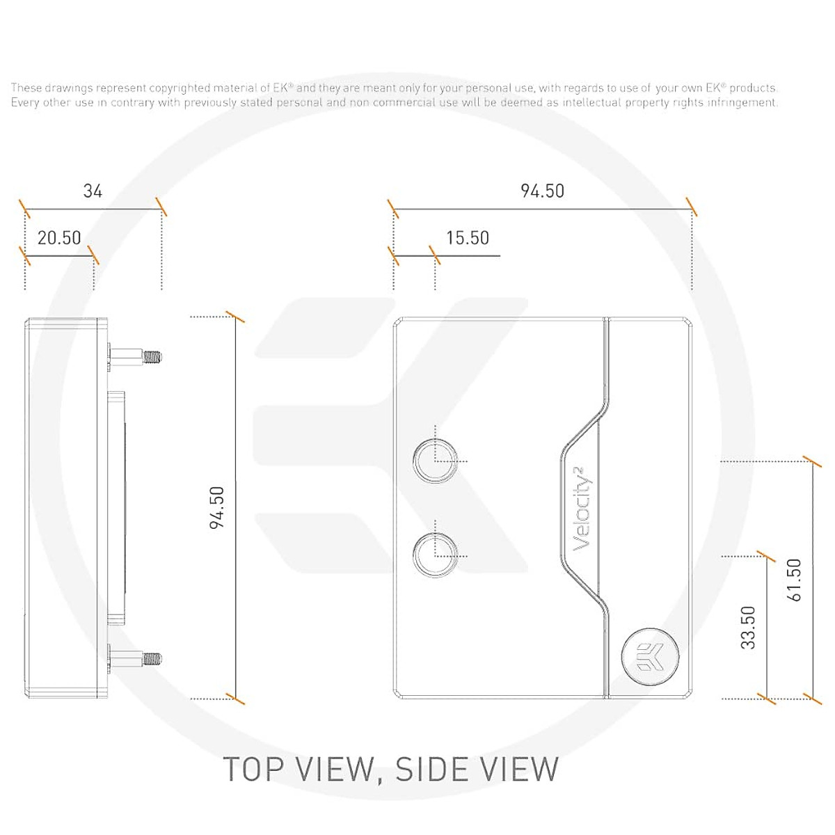 Odestar EK Water Blocks Compatible with EK-Quantum Velocity² D-RGB CPU Wasserkühler - Intel 1200, Nickel + Acryl