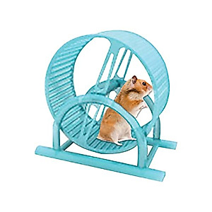 Hamster Running Exercise Wheel, Pet Quiet Running Rotating Exercise Wheel Toy Rodent Hamster Guinea Pig Chinchilla Large Wire Cage Easy to Attach to Small Animals (Blue)