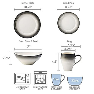 Mikasa Swirl Ombre Graphite 16 Piece Dinnerware Set, Service for 4