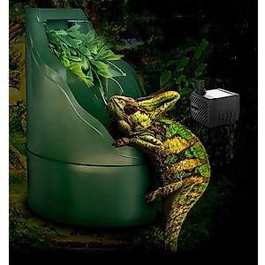 LinaLife Reptile Chameleon Cantina Drinking Fountain Water Dripper Comes with Feeding Tongs Frosted Tweezer with Extra Pump for Lizard Turtle Snake Spider Frog Gecko Simulated Waterfall