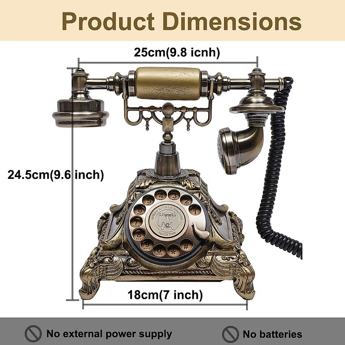 Vintage Rotary Phone - DYRABREST Antique Corded Telephone
