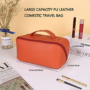 Large Capacity Cosmetic Bag, Travel Cosmetic Storage Bag with Handle, Portable Zipper Cosmetic Bag Toiletry Bag Makeup Bag Large with Compartments for Women Girls