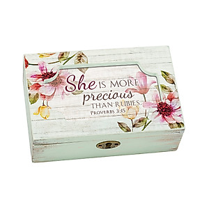 Cottage Garden More Precious Than Rubies Floral Decoupage Petite Music Box Plays Friend in Jesus