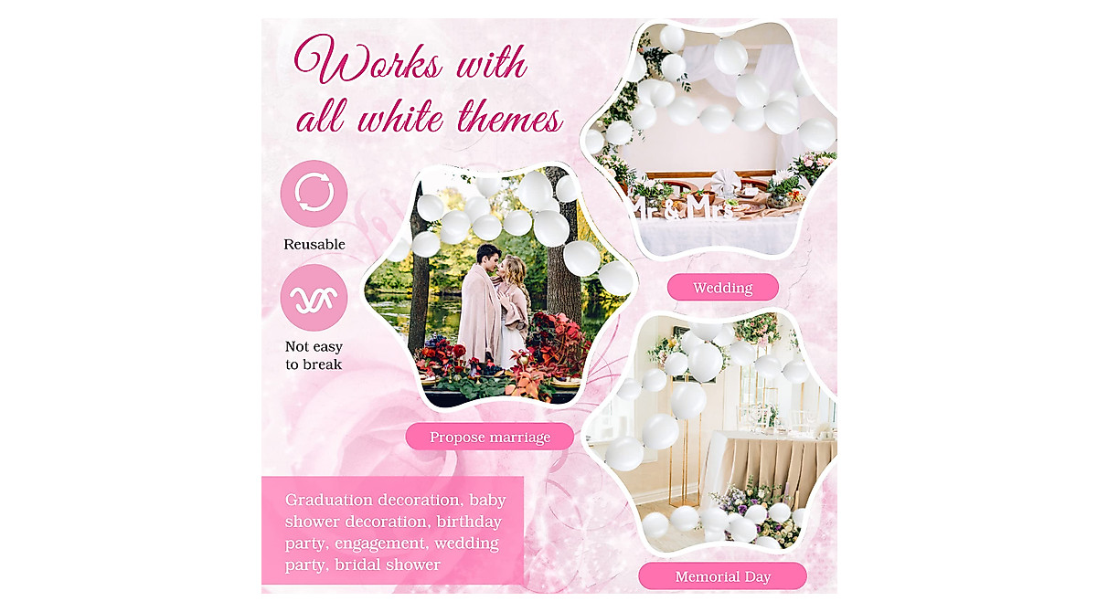 100 White Link Balloons for Easy Party & Wedding Decor