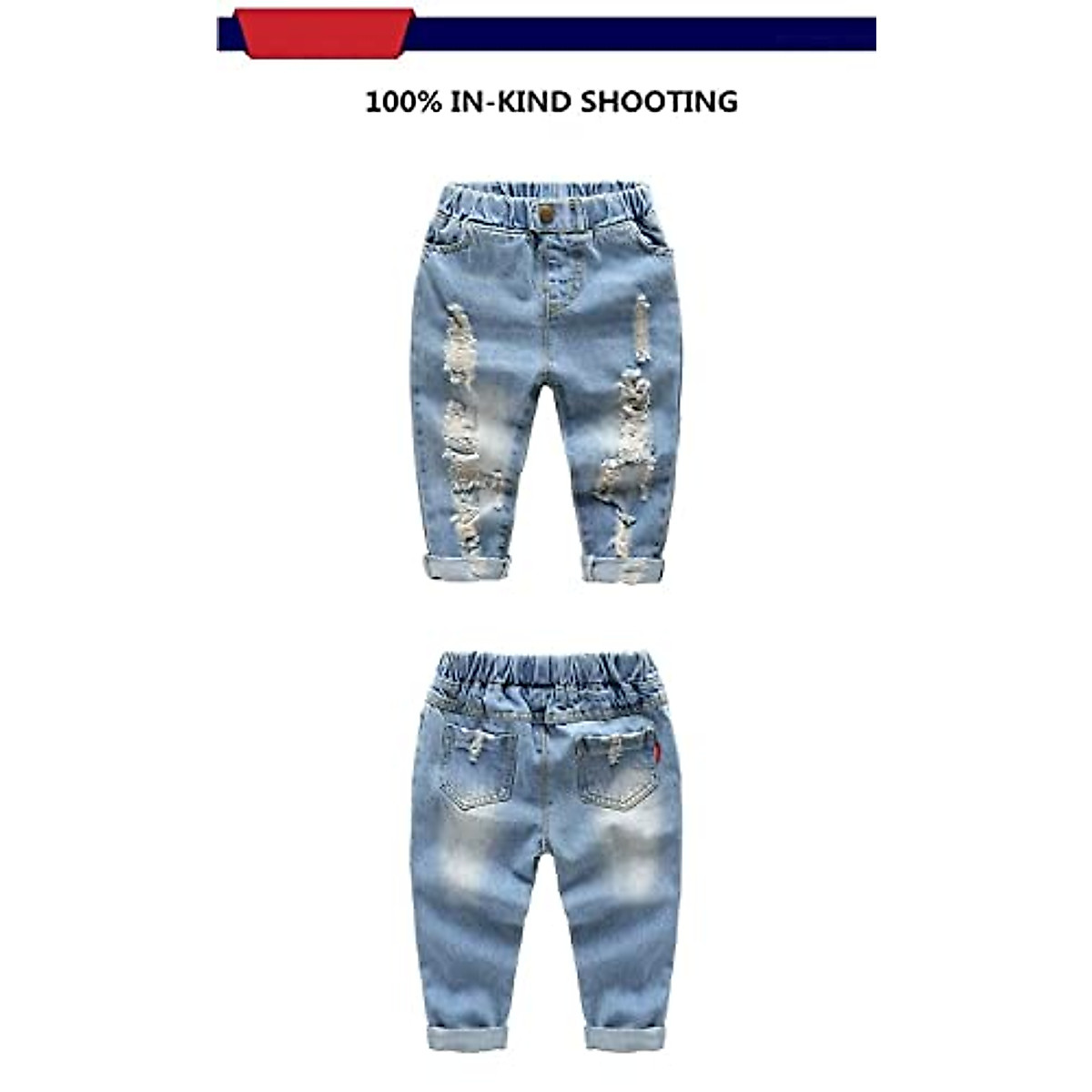 TJTJXRXR Little Baby Boys Girl Ripped Western Jeans Kids Girls Friend Style Denim Pants (2-3Years, Blue)