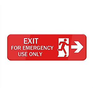 Exit For Emergency Use Only Sign, Self Adhesive Sign For Door Or Wall 8 X 3 Inch Quick And Easy Installation Premium Acrylic Design For Your Home Office/Business