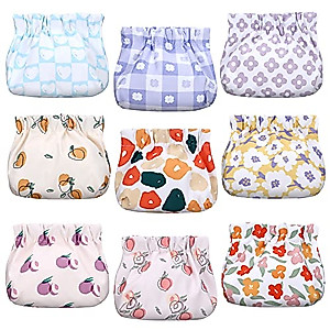 Buryeah 9 Pcs Pocket Makeup Bag Mini Cosmetic Bag Waterproof Squeeze Top Coin Purse Makeup Pouch No Zipper Tiny Pouch Travel Storage for Headphone Card Jewelry, Gifts for Women (5.1 x 4.8 x 0.8 Inch)