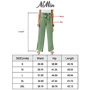 NIMIN High Waisted Wide Leg Pants for Women Comfy Dress Pants Loose Business Casual Pants Flowy Summer Beach Pants with Pockets Balck Large Black