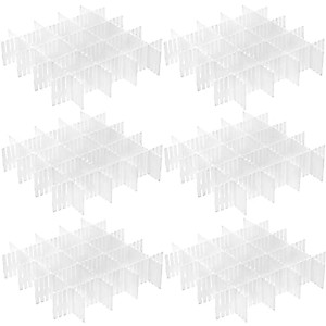 Foraineam 48Pcs Drawer Dividers, Adjustable DIY Grid Dividers White Storage Organizer Separator, Socks Underwear Scarves Makeup Drawer Organizer Divider for Dresser Bedroom Office Kitchen Storage