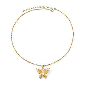 VAttract Butterfly Pendant Necklace Women Choker 18k Gold Plated Chain Jewelry for better hoping in the future 18 Inch as a gift for wife girlfriend (Gold)