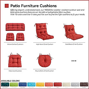 YOOZEKU Outdoor Round Bistro Chair Cushions,15 inch Round Seat Cushions with Ties for Outdoor Patio Chairs,Set of 2,Red