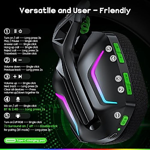 WESEARY 7.1 Wireless Gaming Headset with Microphone for PS4, PS5, PC, Switch, Mac, 2.4GHz Bluetooth Gaming Headphones with Crystal-Clear Mic, 50Hr Battery, Cool RGB