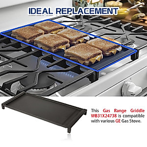 [Upgraded] WB31X24738 Gas Range Griddle, Griddle Plate Replacement Part fit for GE Stove, Cast Iron Center Griddle, Replaces WB31X24998