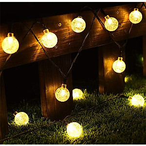 SNOMYRS Solar String Lights Outdoor 50Led 22.9Ft Patio Lights, Waterproof Solar Crystal Decor Ball Light with 8 Lighting Modes for Garden Patio Home Porch Wedding Party Decor (Warm White