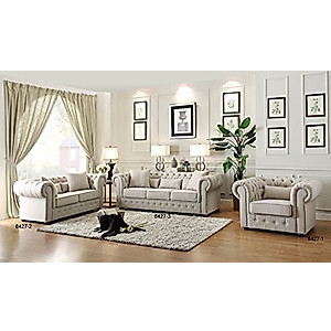 Homelegance Savonburg 99" Fabric Chesterfield Sofa, Light Gray