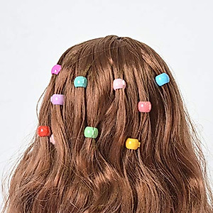 Hair Claw Clips Mini Hair Bangs 50 Piece Rainbow Beads Clip For Kids Girls Women Hanmei (Rainbow Opaque Mix)