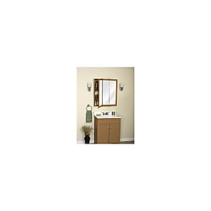 Zenith Products 23-3/4" W X 25-5/8" H X 4-1/2" D 24" Oak Frame Triview Medicine Cabinet MDF Body