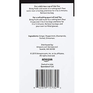 Amazon Brand - Happy Belly Ginger Herbal Tea Bags, 20 Count