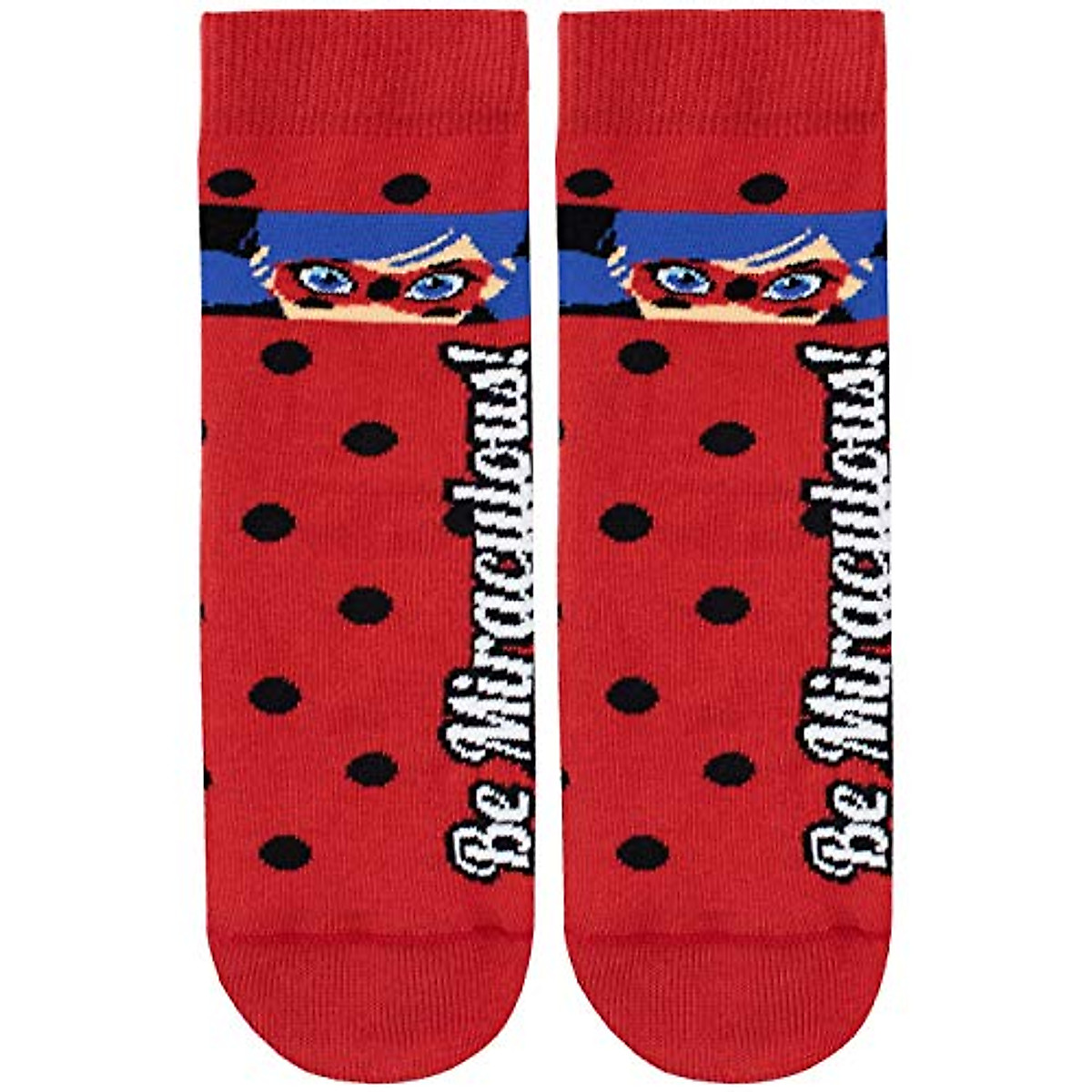 Miraculous Ladybug Girls' Lady Bug Socks Pack of 3 Size 10 to 13 Multicolored
