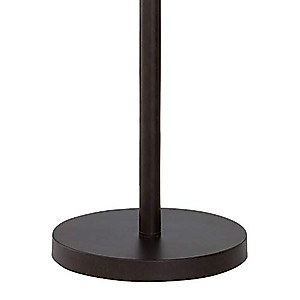 Franklin Iron Works Tremont Modern Mid Century Floor Lamp Standing 62" Tall Deep Bronze Metal Tan Burlap Drum Shade for Living Room Reading Bedroom Office House Home Decor